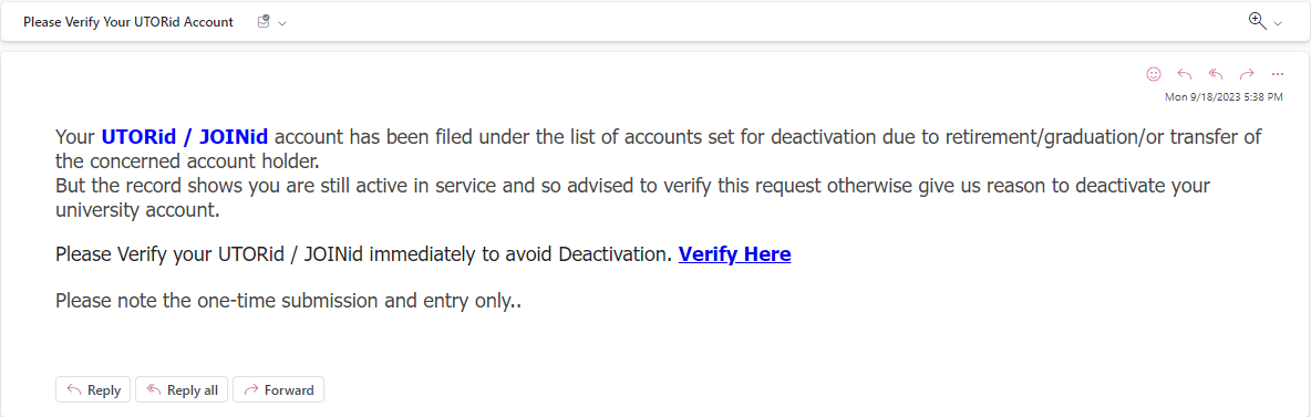 Phishing Alert - TCard